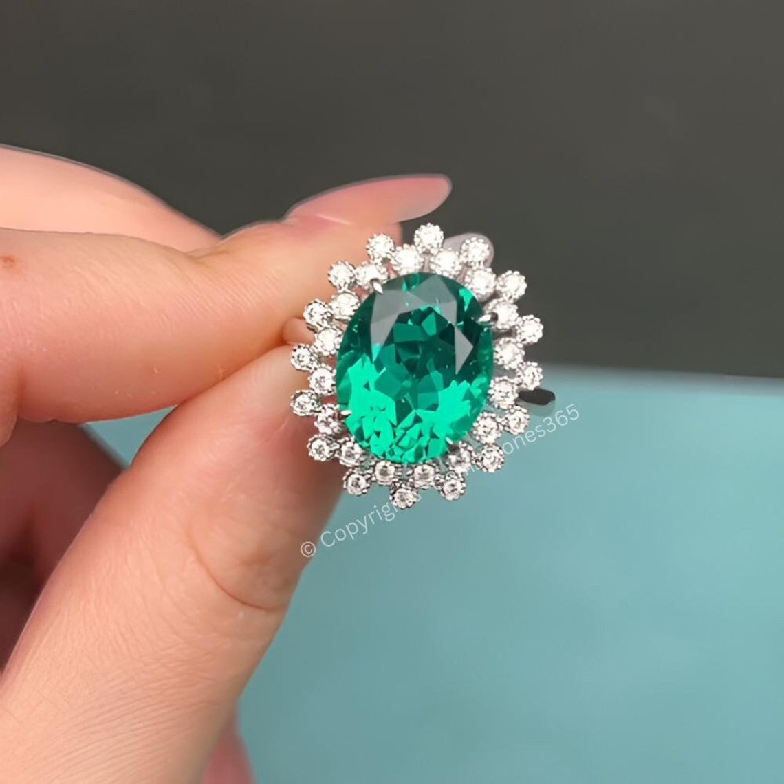 Real Zamurd Green Emerald Stone Ring for Women 925 Sterling Silver ...