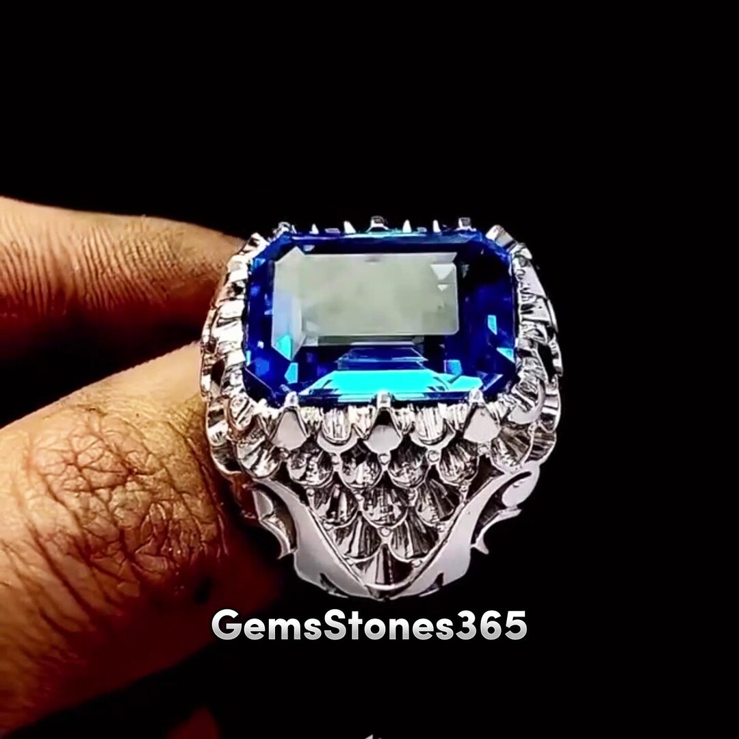 Beautiful Blue Topaz Ring for Men Handmade and Handcrafted Topaz ...