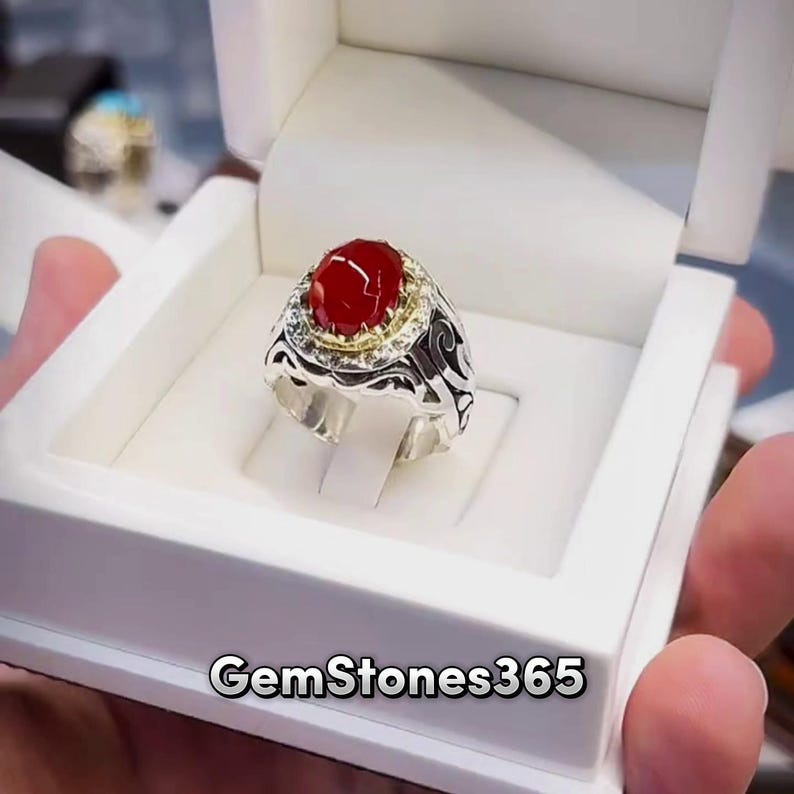 Beautiful Mens Red Ruby Yaqoot Ring Beautiful Yaqoot Ruby Gemstone Ring 925 Sterling Silver ...