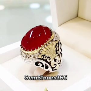 Real Mens Red Ruby Yaqoot Ring High Quality Yaqoot Ruby Gemstone Ring 925 Sterling Silver Unique ...