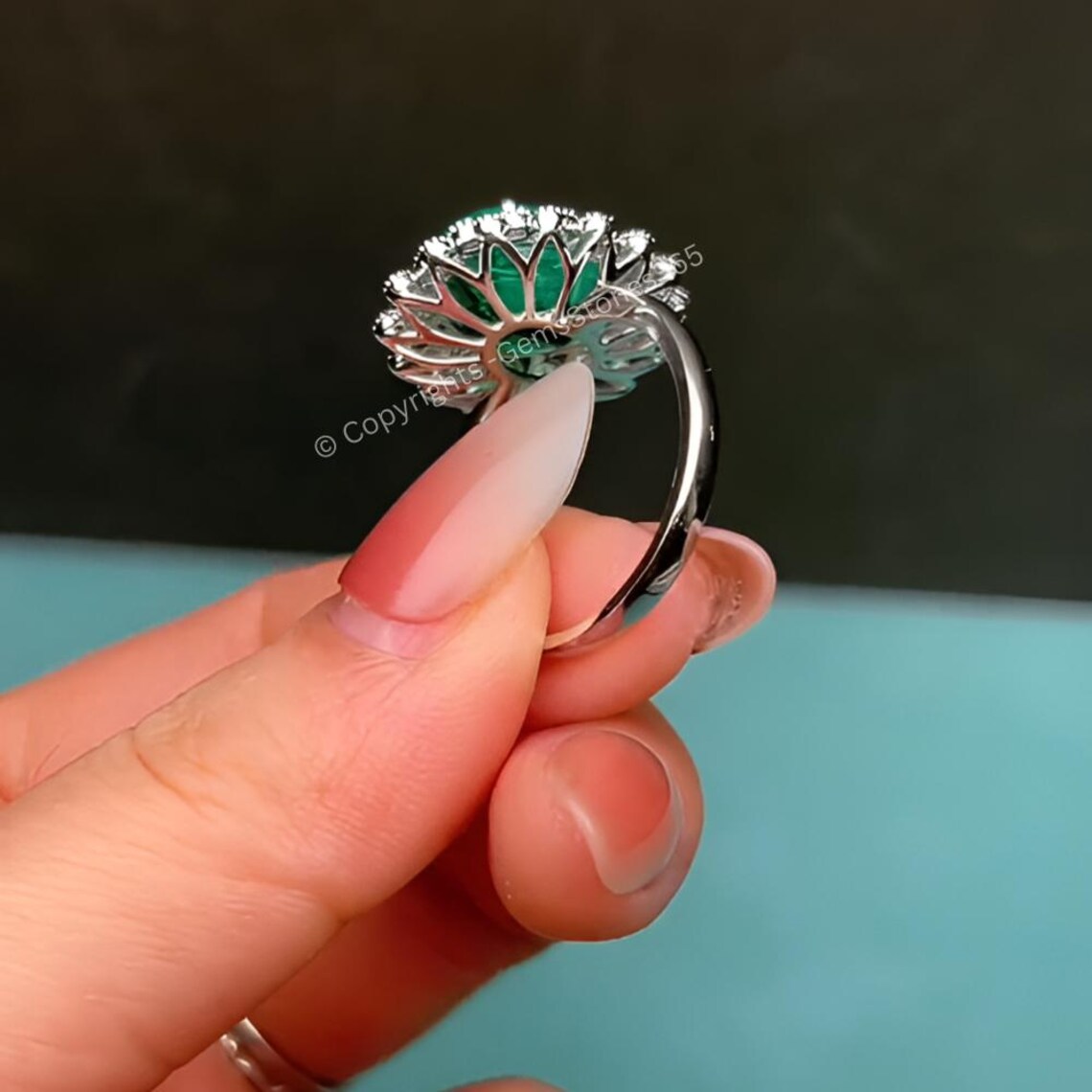 Real Zamurd Green Emerald Stone Ring for Women 925 Sterling Silver ...