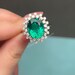 Real Zamurd Green Emerald Stone Ring for Women 925 Sterling Silver ...