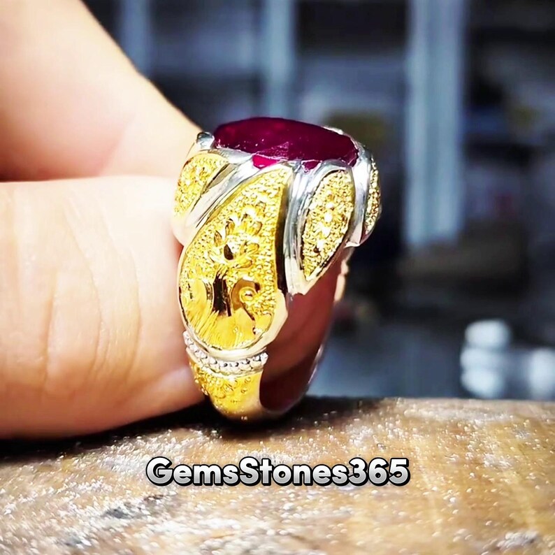 Original African Ruby Ring Rare Red Ruby Mens Gemstone Jewelry 925 ...