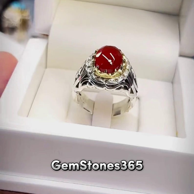 Beautiful Mens Red Ruby Yaqoot Ring Beautiful Yaqoot Ruby Gemstone Ring 925 Sterling Silver ...