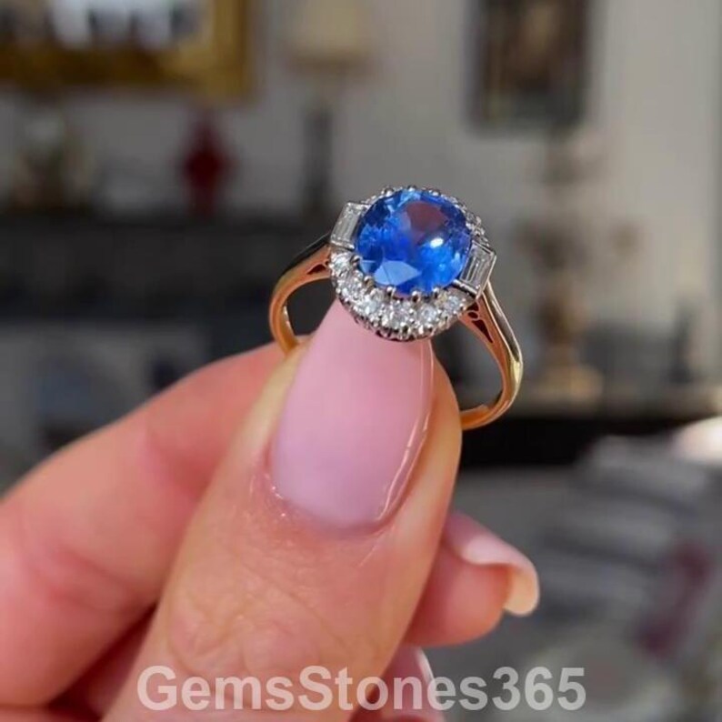 Original Blue Sapphire Ladies Engagement Ring Sterling 925 Silver ...