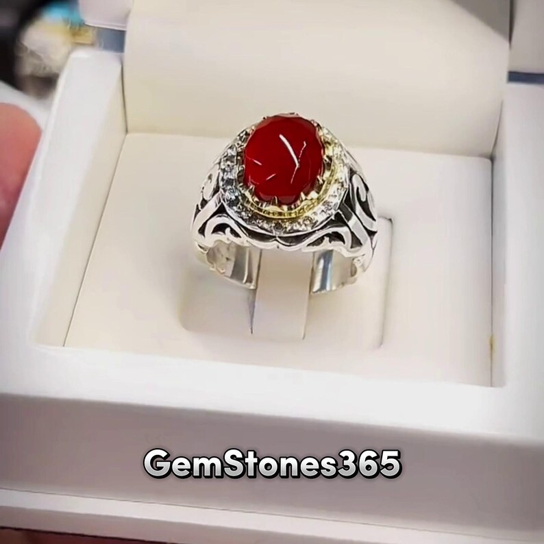 Beautiful Mens Red Ruby Yaqoot Ring Beautiful Yaqoot Ruby Gemstone Ring 925 Sterling Silver ...
