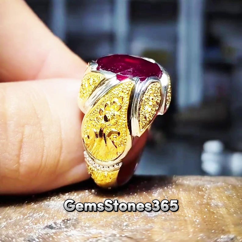 Original African Ruby Ring Rare Red Ruby Mens Gemstone Jewelry 925 ...