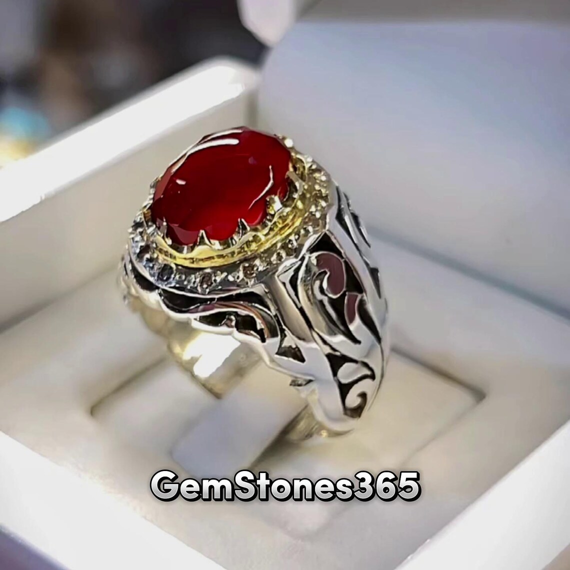 Beautiful Mens Red Ruby Yaqoot Ring Beautiful Yaqoot Ruby Gemstone Ring 925 Sterling Silver ...