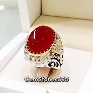 Real Mens Red Ruby Yaqoot Ring High Quality Yaqoot Ruby Gemstone Ring 925 Sterling Silver Unique ...