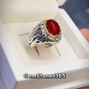 Beautiful Mens Red Ruby Yaqoot Ring Beautiful Yaqoot Ruby Gemstone Ring 925 Sterling Silver ...