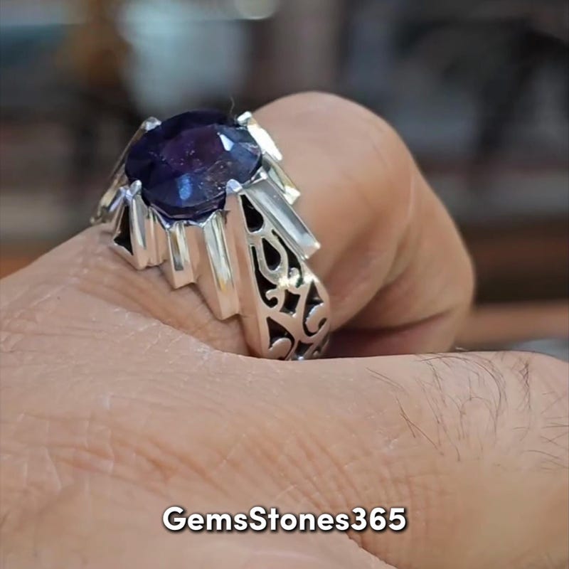 Mens Neelam Kashmiri Ring - Etsy
