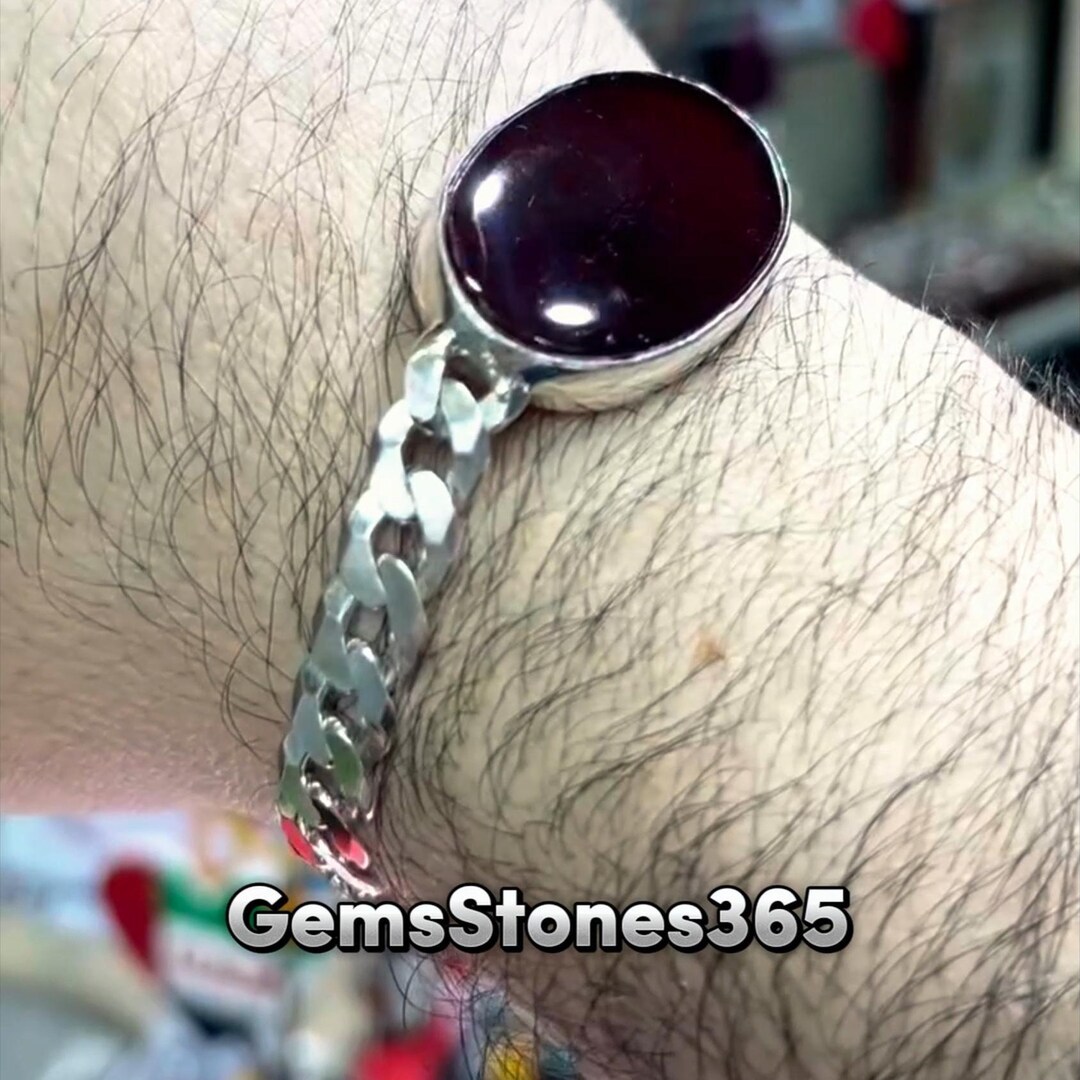 Beautiful Black Aqeeq Men Braclet Sterling 925 Silver Aqeeq Braclet ...