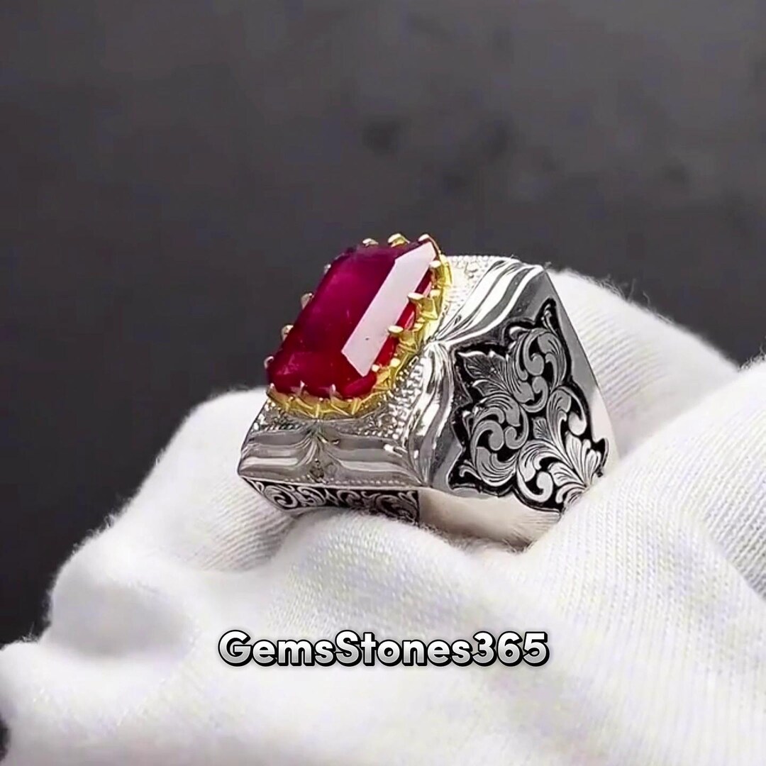 Real Red Ruby Yaqoot Ring Original Yaqoot Ruby Ring Beautifully Handmade Natural Ruby Gemstone ...