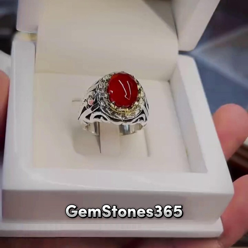 Beautiful Mens Red Ruby Yaqoot Ring Beautiful Yaqoot Ruby Gemstone Ring 925 Sterling Silver ...