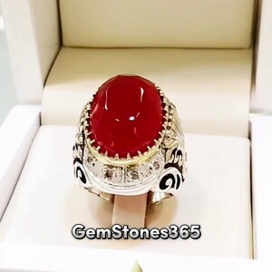 Real Mens Red Ruby Yaqoot Ring High Quality Yaqoot Ruby Gemstone Ring 925 Sterling Silver Unique ...