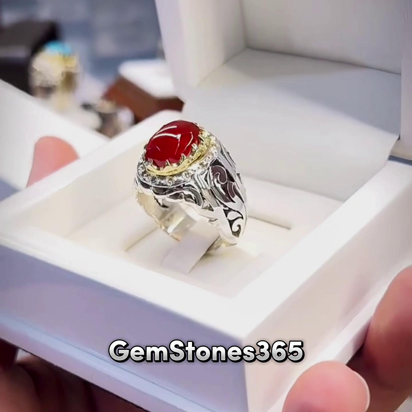 Beautiful Mens Red Ruby Yaqoot Ring Beautiful Yaqoot Ruby Gemstone Ring 925 Sterling Silver ...