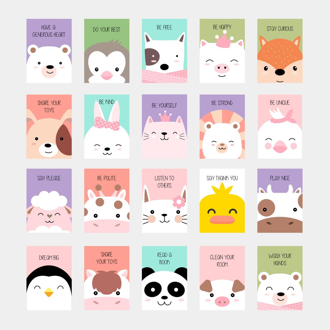 Printable Children's Positive Behavior Cards, Preschool Cards, Instant ...