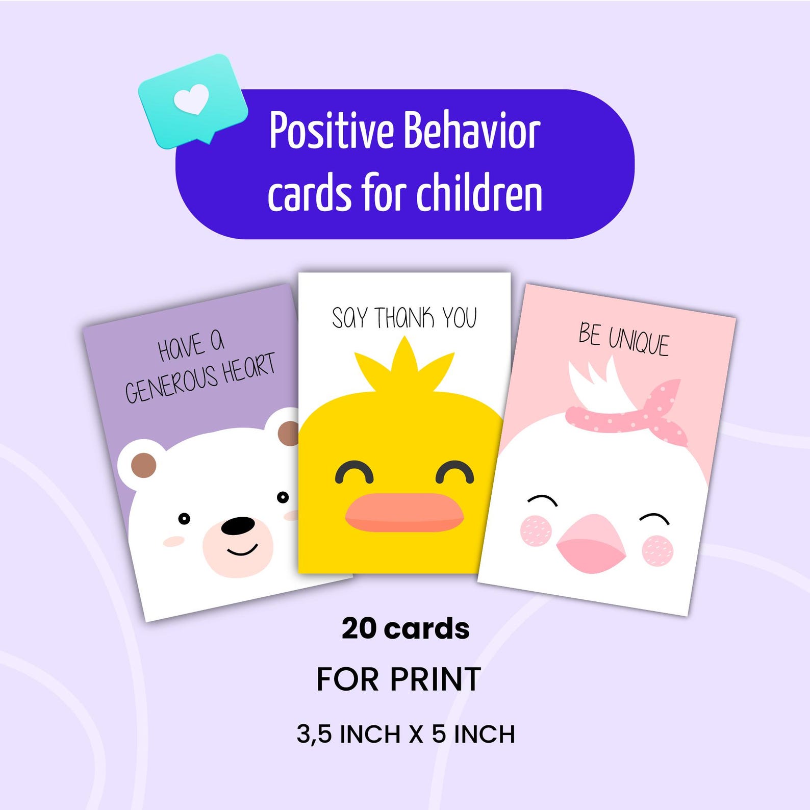 Printable Children's Positive Behavior Cards, Preschool Cards, Instant ...