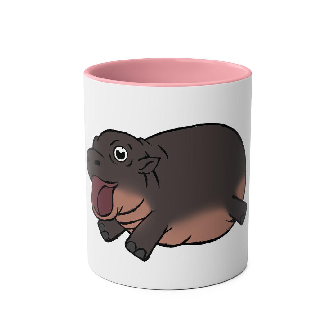 Moo Deng Hand Drawn Micro Hippo Mug Tiktok Star Moo Deng, Unique ...