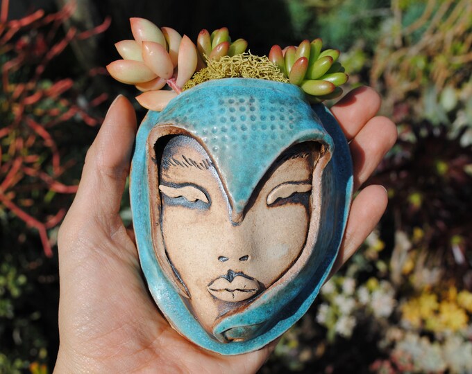 Ceramic Wall Planter Garden Mask Pocket Face Planter Home Decor ...