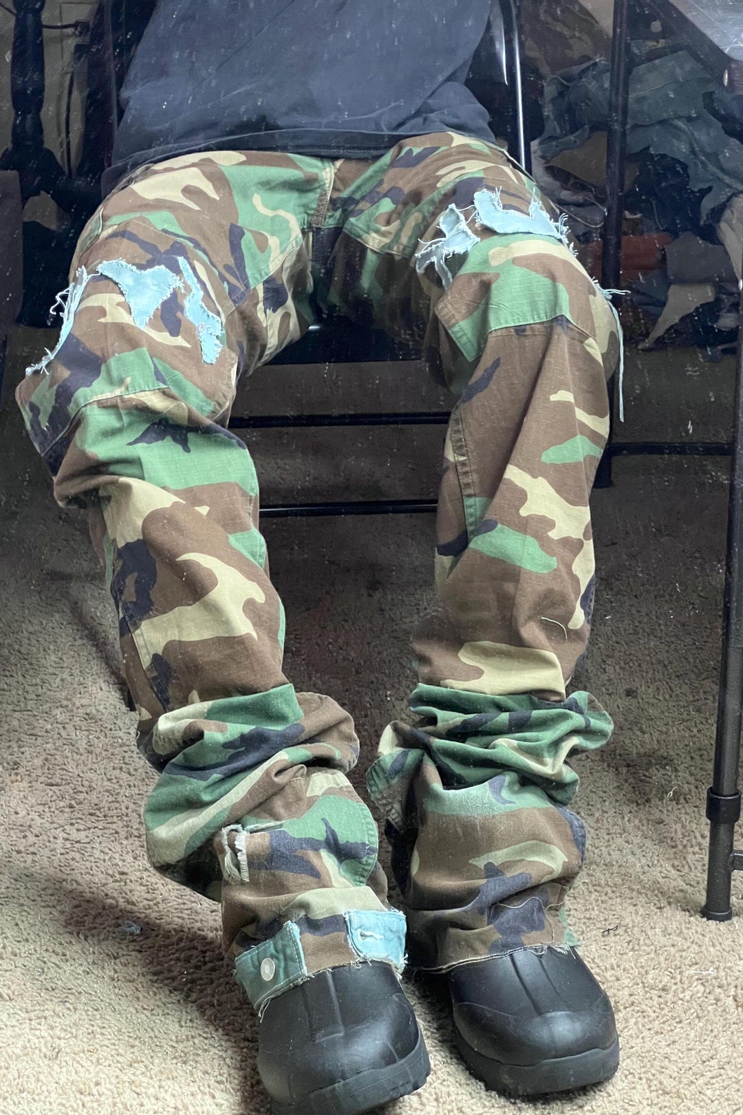 Custom Patchwork Stacked Jeans - Etsy