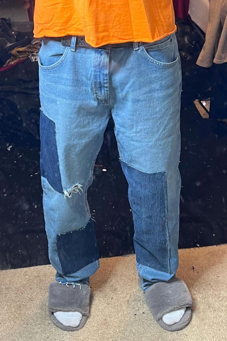 Custom Patchwork Jeans - Etsy