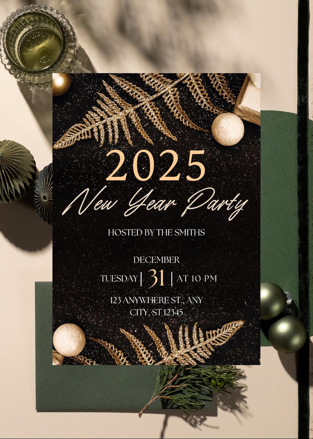 Elegant 2025 New Year Party Invitation – Digital Download - Etsy