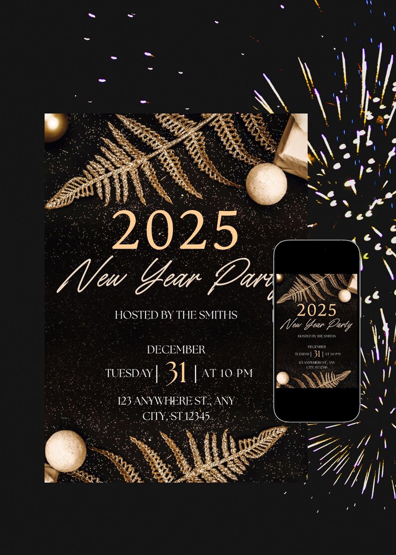 Elegant 2025 New Year Party Invitation – Digital Download - Etsy