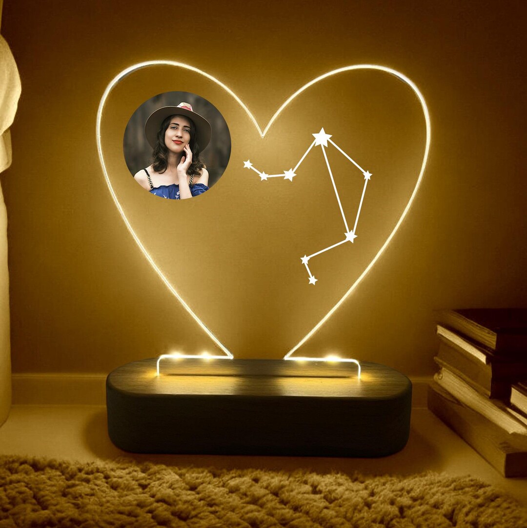 Custom Astronomy Sign With Photo, Horoscope Night Light, Zodiac Sign ...