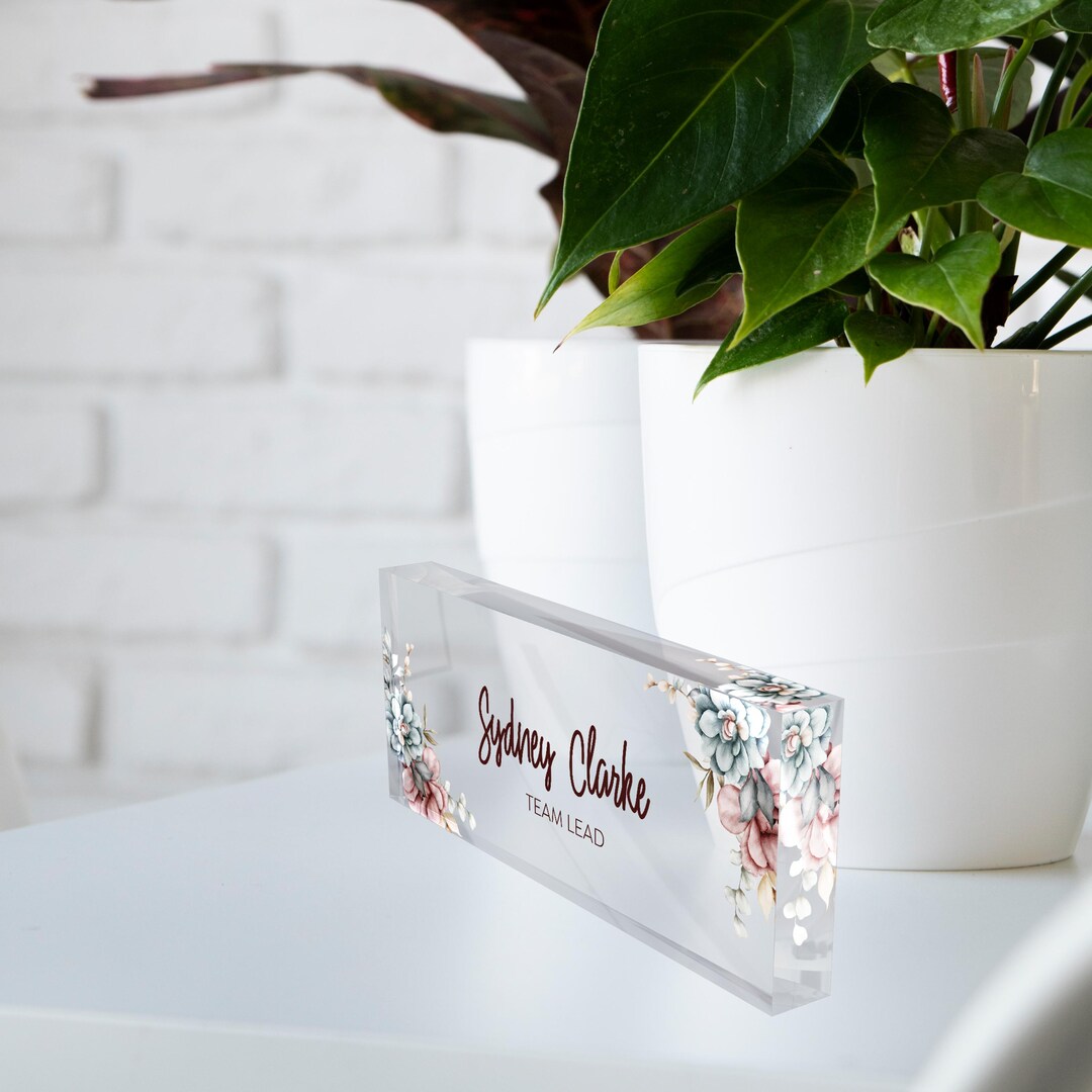 Name Desk Plate, Personalized Desk Plaque, Acrylic Name Plate for Desk ...