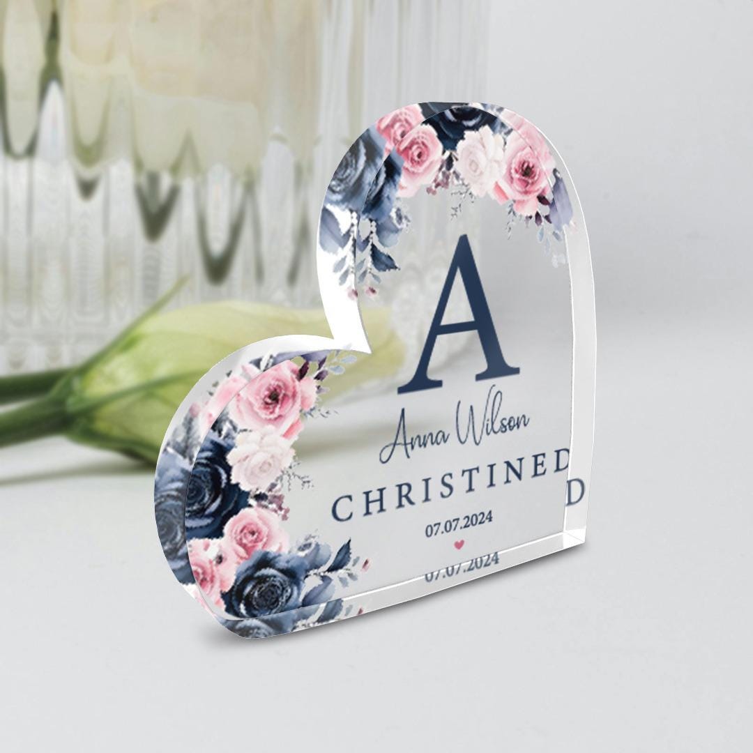 Personalised Baptism Heart Acrylic Gift Plaque, Custom Baptism Gift for ...