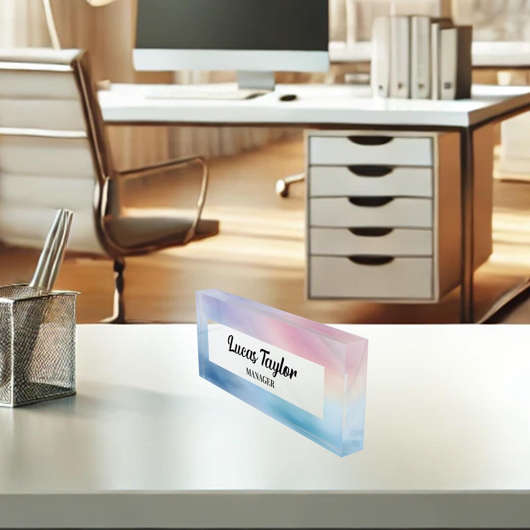 Personalized Clear Acrylic Name Plate, Gifts for Him, Office Decor Desk ...