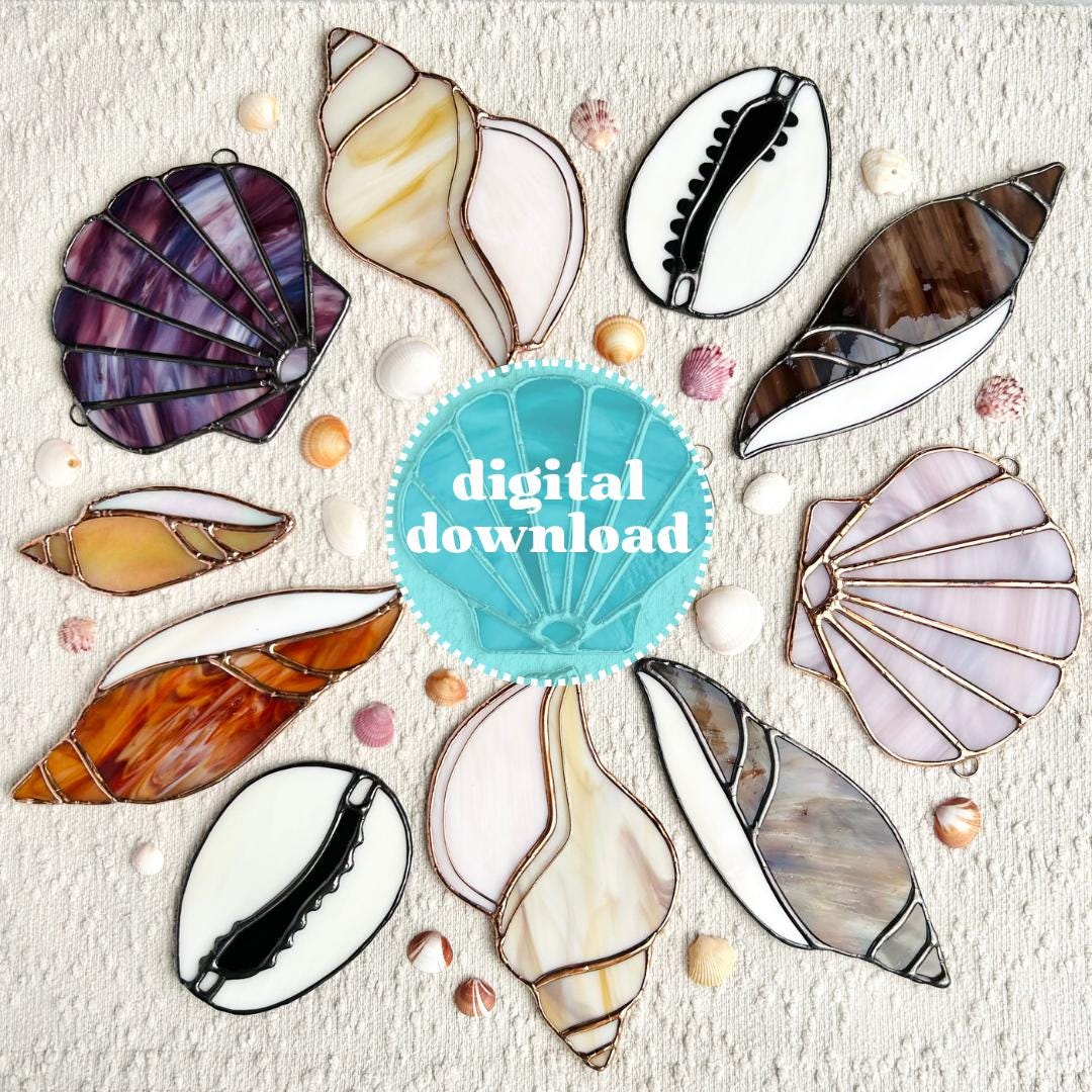 Stained Glass PATTERN - Sea Shell Collection - DIGITAL Download - Beach ...