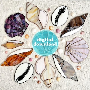 Stained Glass PATTERN - Sea Shell Collection - DIGITAL Download - Beach ...