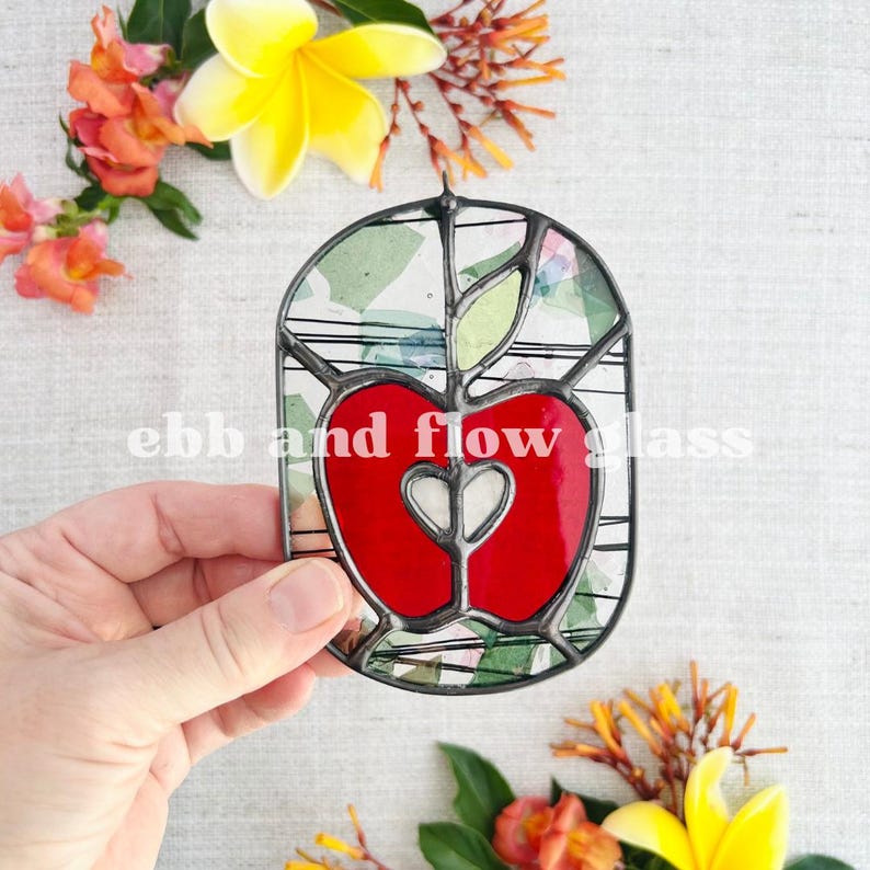 Heart Apple - Stained Glass Pattern - Digital Download - Etsy