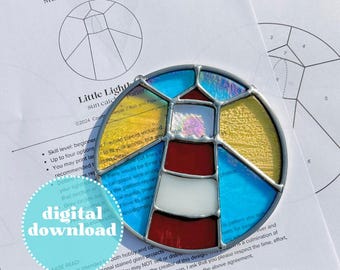Stained Glass PATTERN - Lighthouse Arch - DIGITAL Download - Ocean ...