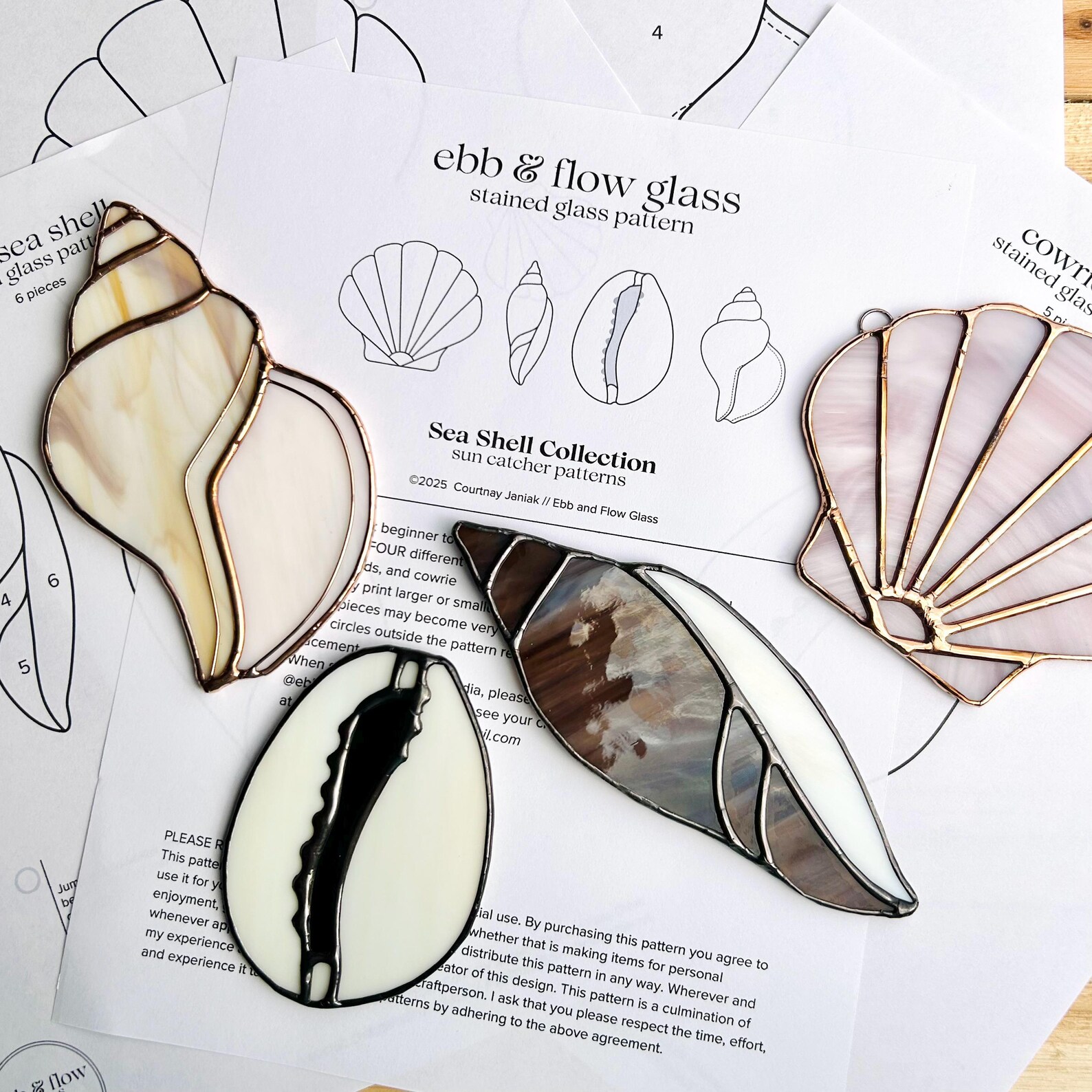 Stained Glass PATTERN - Sea Shell Collection - DIGITAL Download - Beach ...