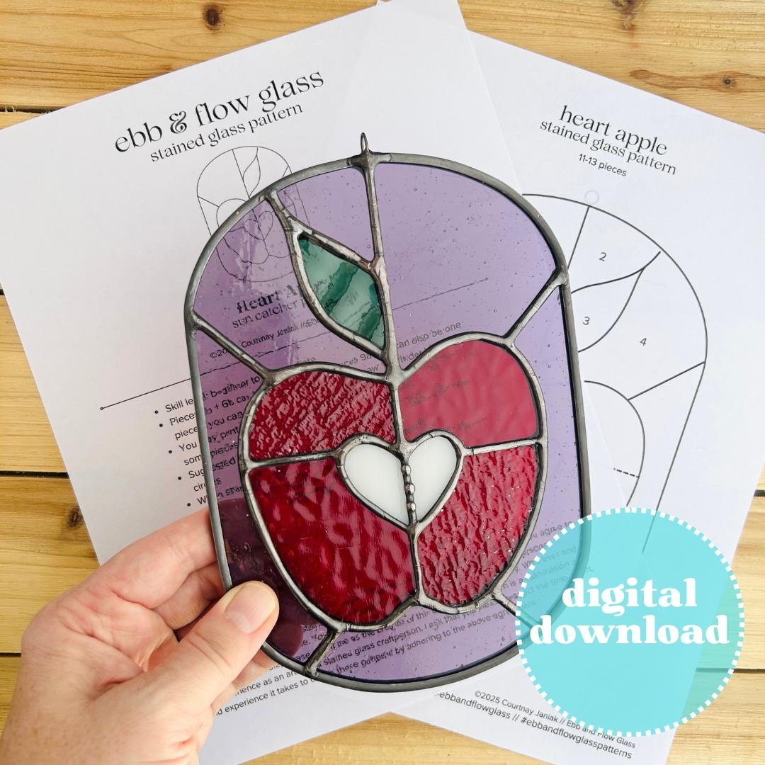 Heart Apple - Stained Glass Pattern - Digital Download - Etsy