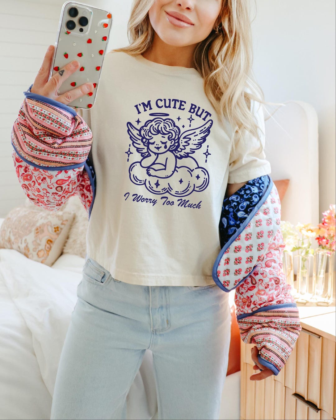 I'm Cute but I Worry Too Much Shirt, Preppy Y2K Shirt, Coquette Shirt ...