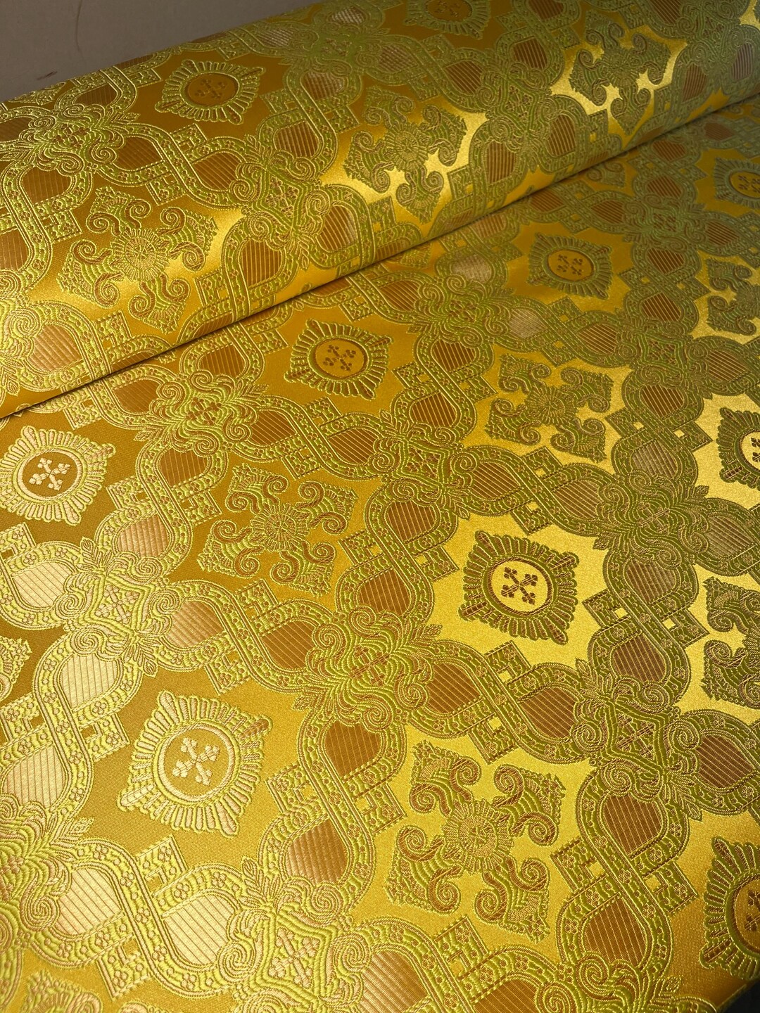 Yellow Brocade Fabric | Liturgical Vestment Material - Etsy