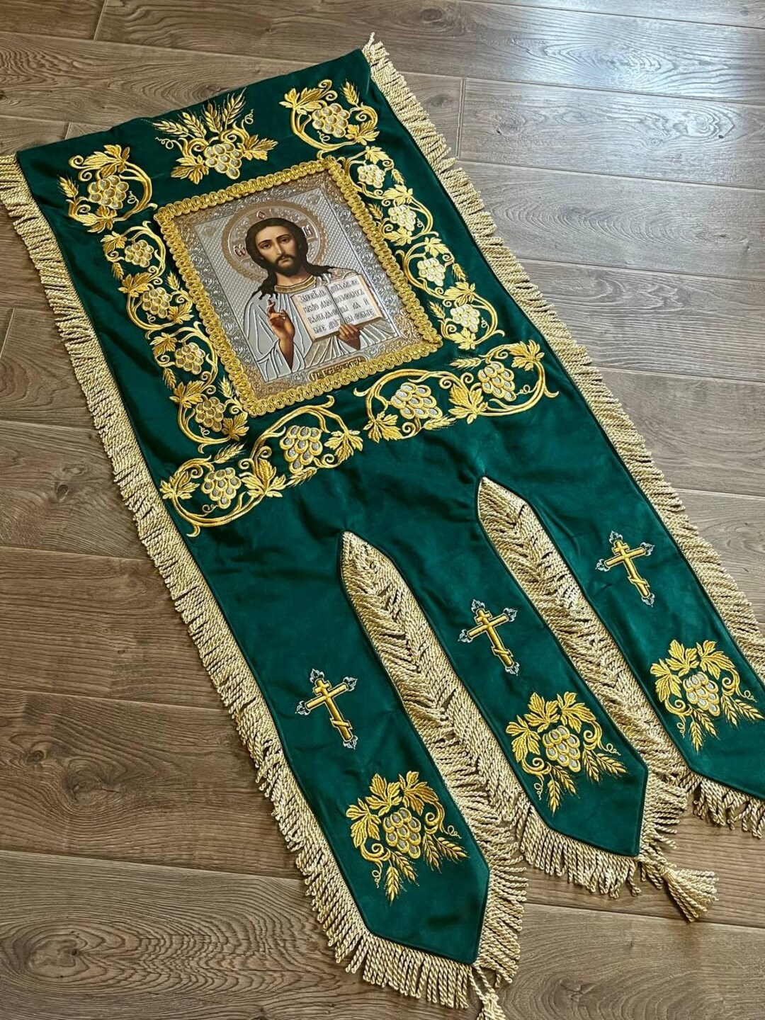 Embroidered Velvet Orthodox Church Banner | Jesus Christ and Mother of ...