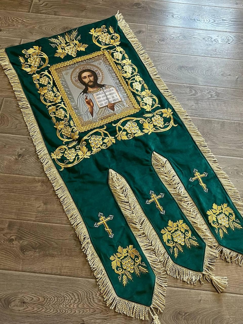 Embroidered Gonfalons of Jesus Christ and the Mother of God Orthodox ...