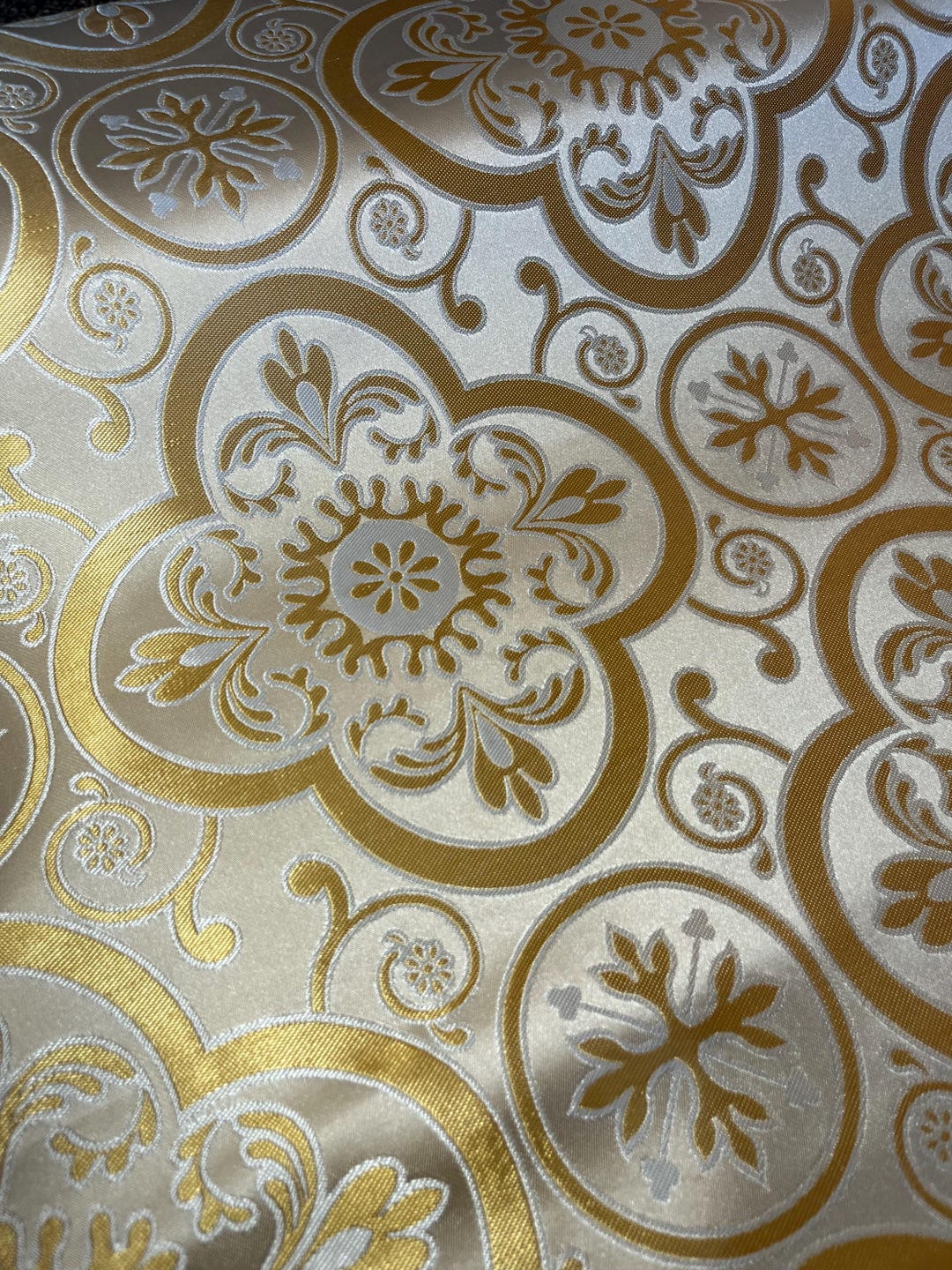 Brocade Fabric Orthodox Vestment Fabric Liturgical Fabric White Gold ...