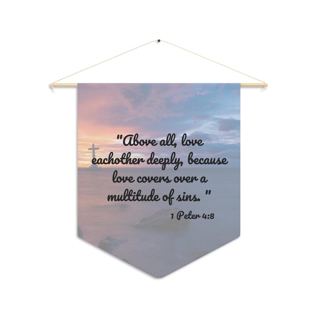Pennant Banner, Christian Flag Decoration, Religious Bible Quote Wall ...
