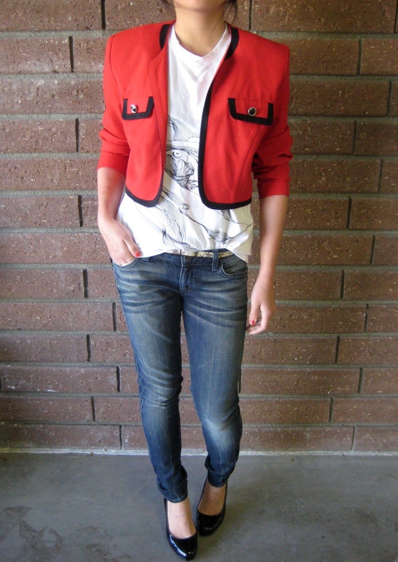 Red and Black Cropped mj Blazer Jacket - Etsy