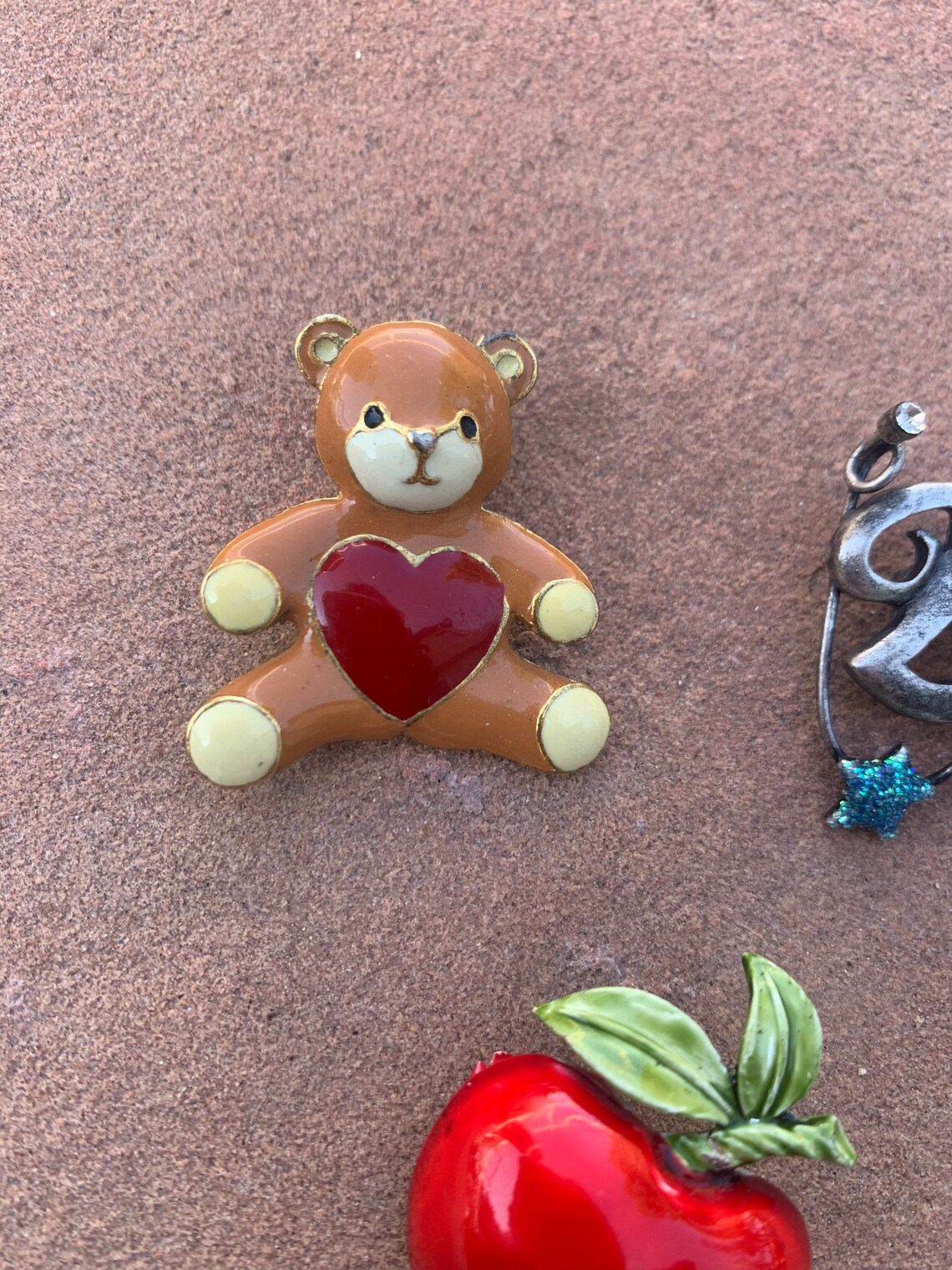 Teachers Pet Apple Teddy Bear Believe Trio of Vintage Pins - Etsy UK