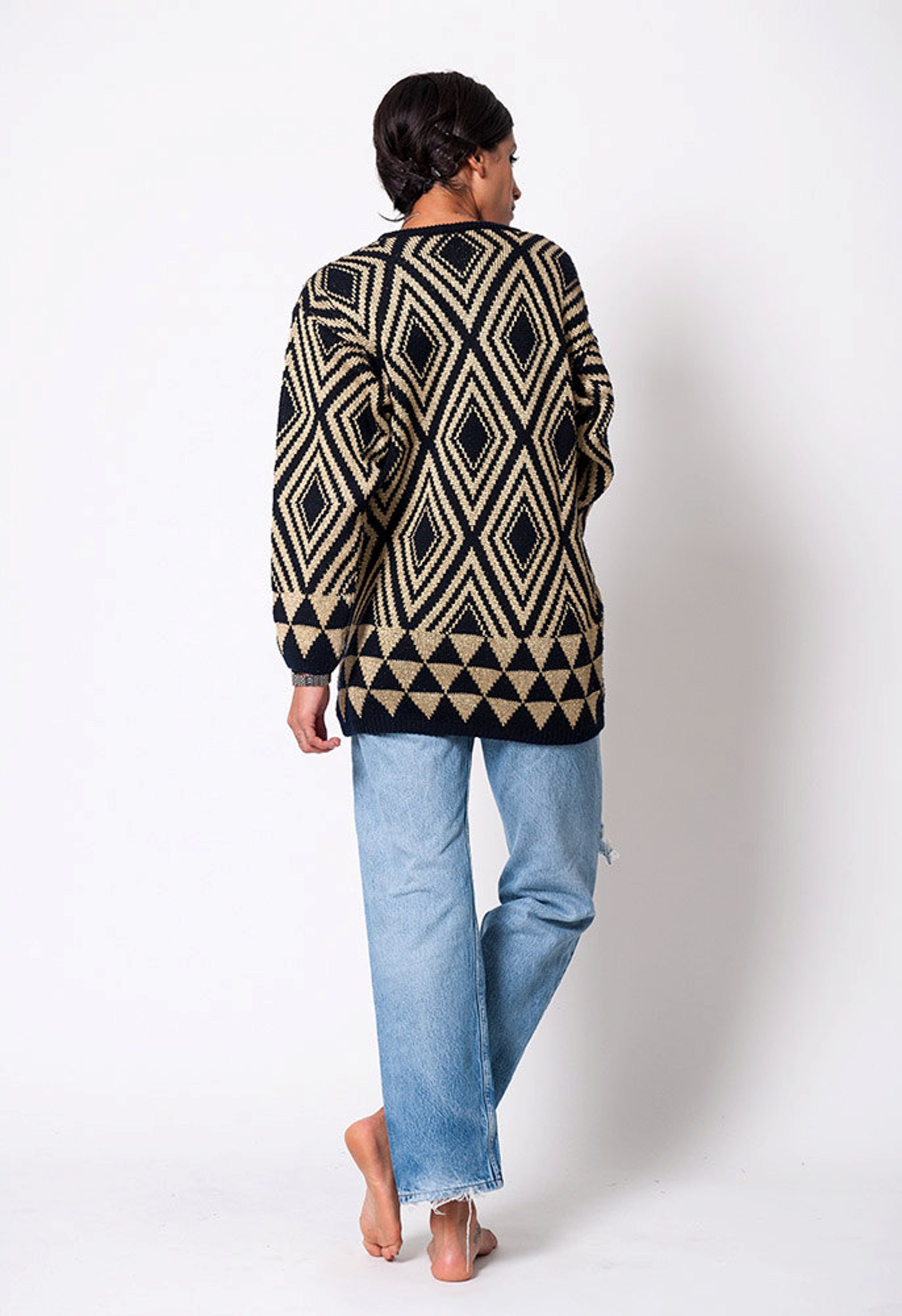 The Vintage Black and Gold Lux Sweater | Etsy