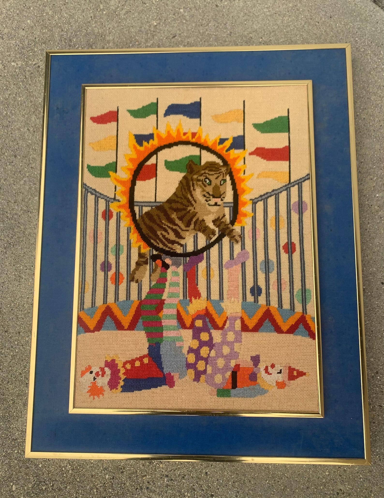 Circus Scene Tiger Fire Ring Clowns 1980 Vintage Framed - Etsy
