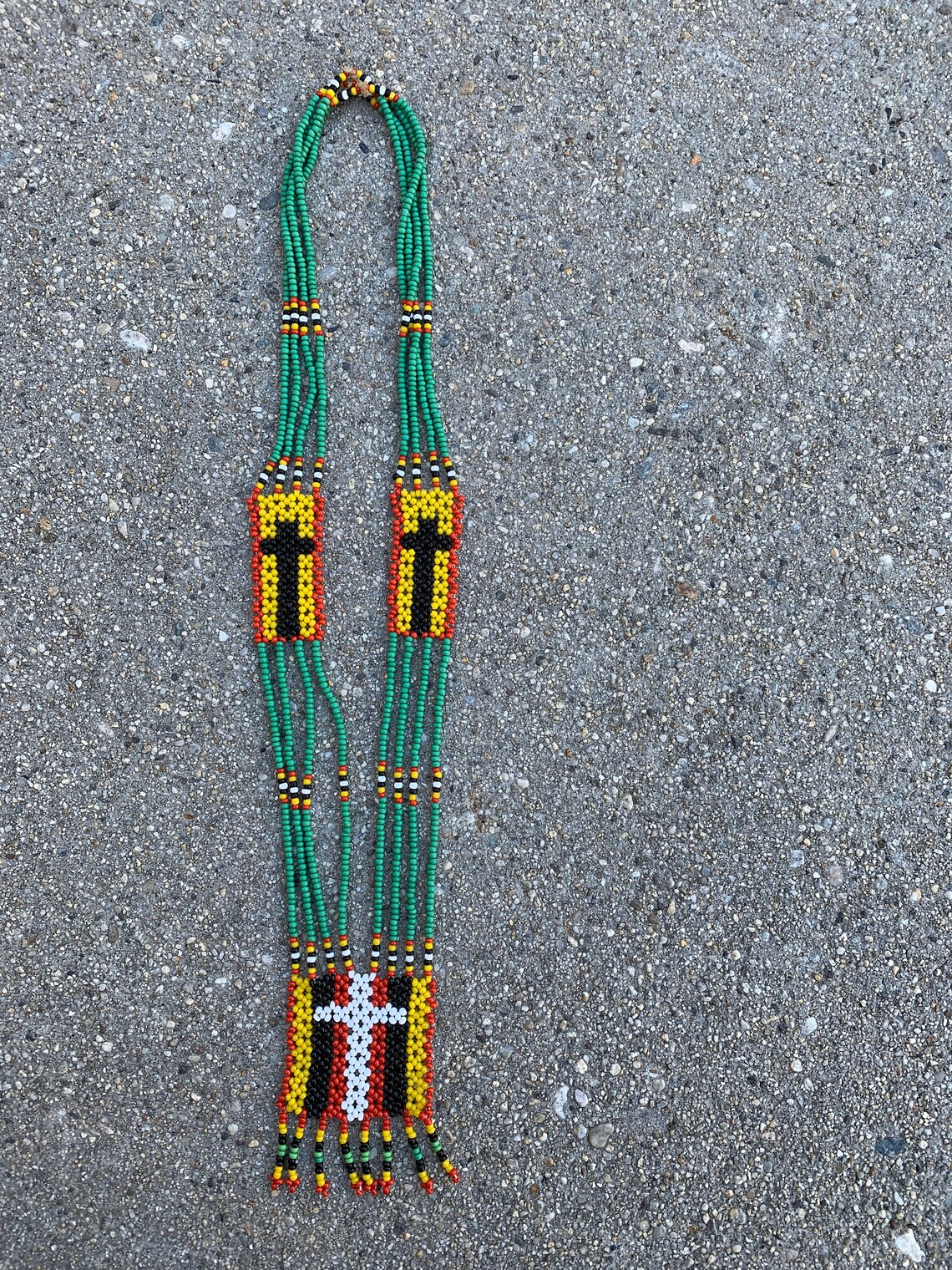African Rasta 1970s Long Beaded Cross Necklace | Etsy