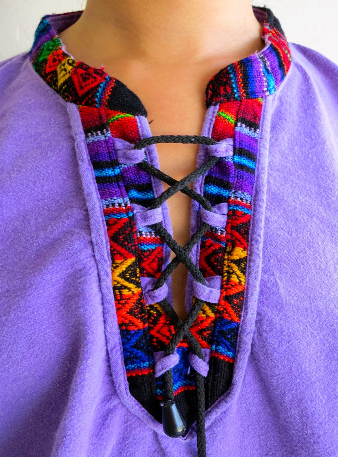 Purple Aztec Cotton Lace up Vintage Mexican Style Tunic - Etsy